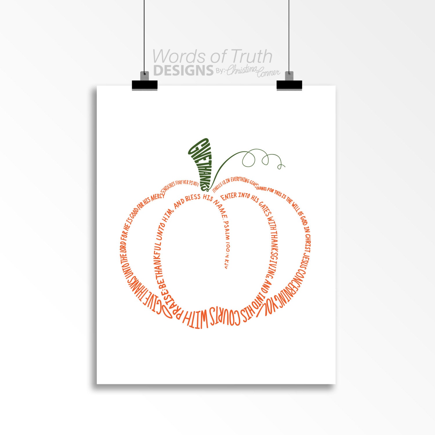 Thanksgiving Scripture Word Art Print With Psalm 100 Psalm | Etsy