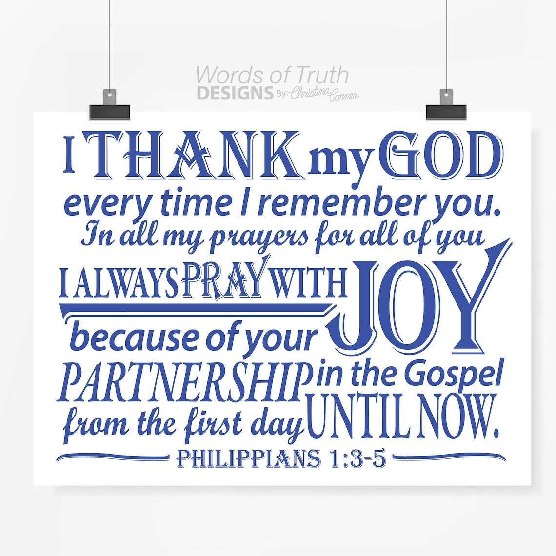 Pastor Appreciation Scripture Word Art Print Philippians | Etsy