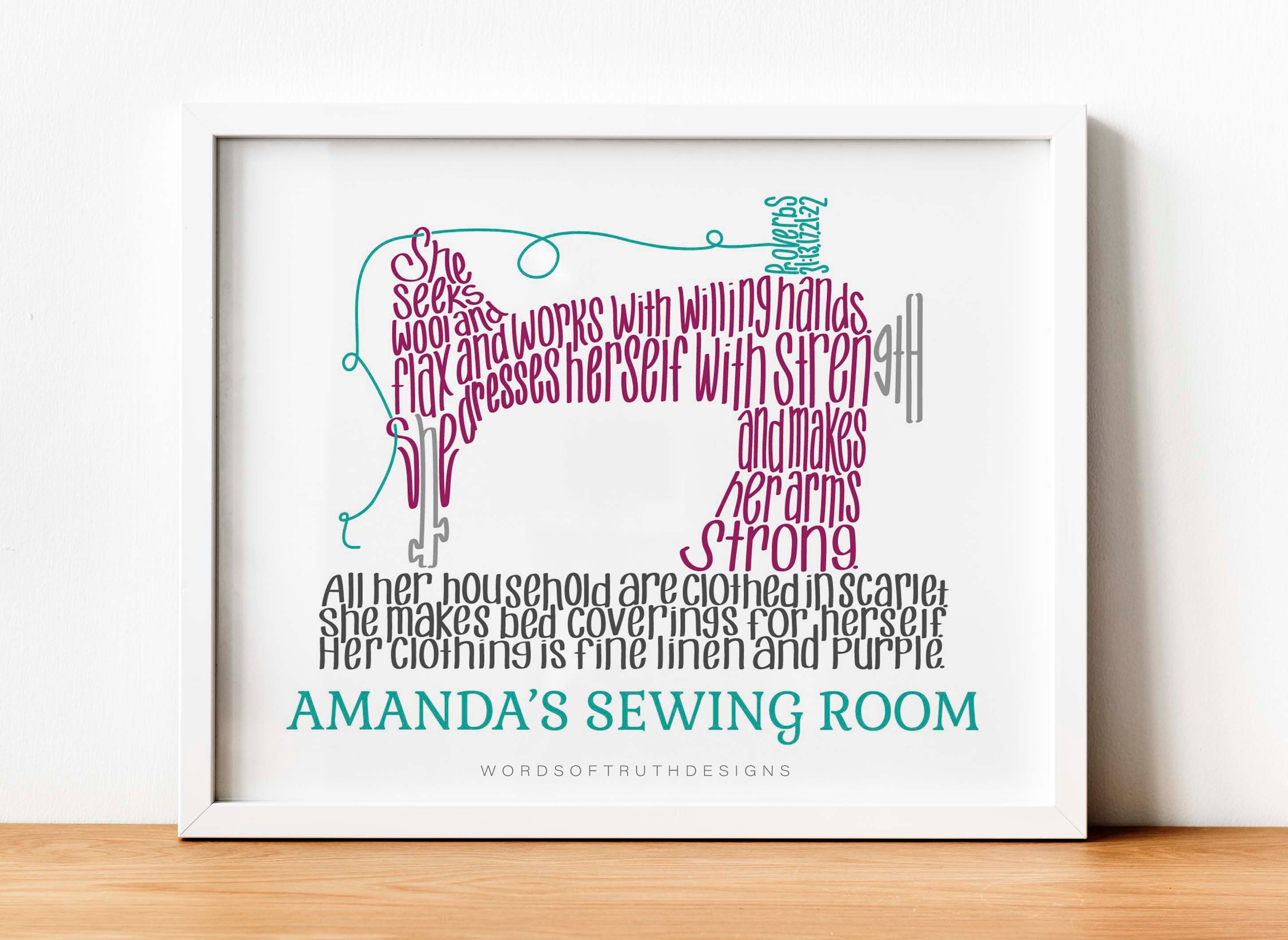 DIGITAL Craft Room Art Print, Sewing Machine Bible Verse Word Art ...