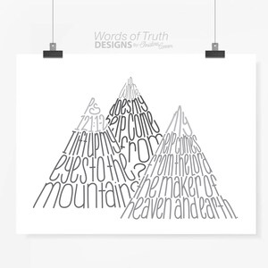 DIGITAL Mountain Bible Verse Wall Art Print, Psalm 121 Scripture ...