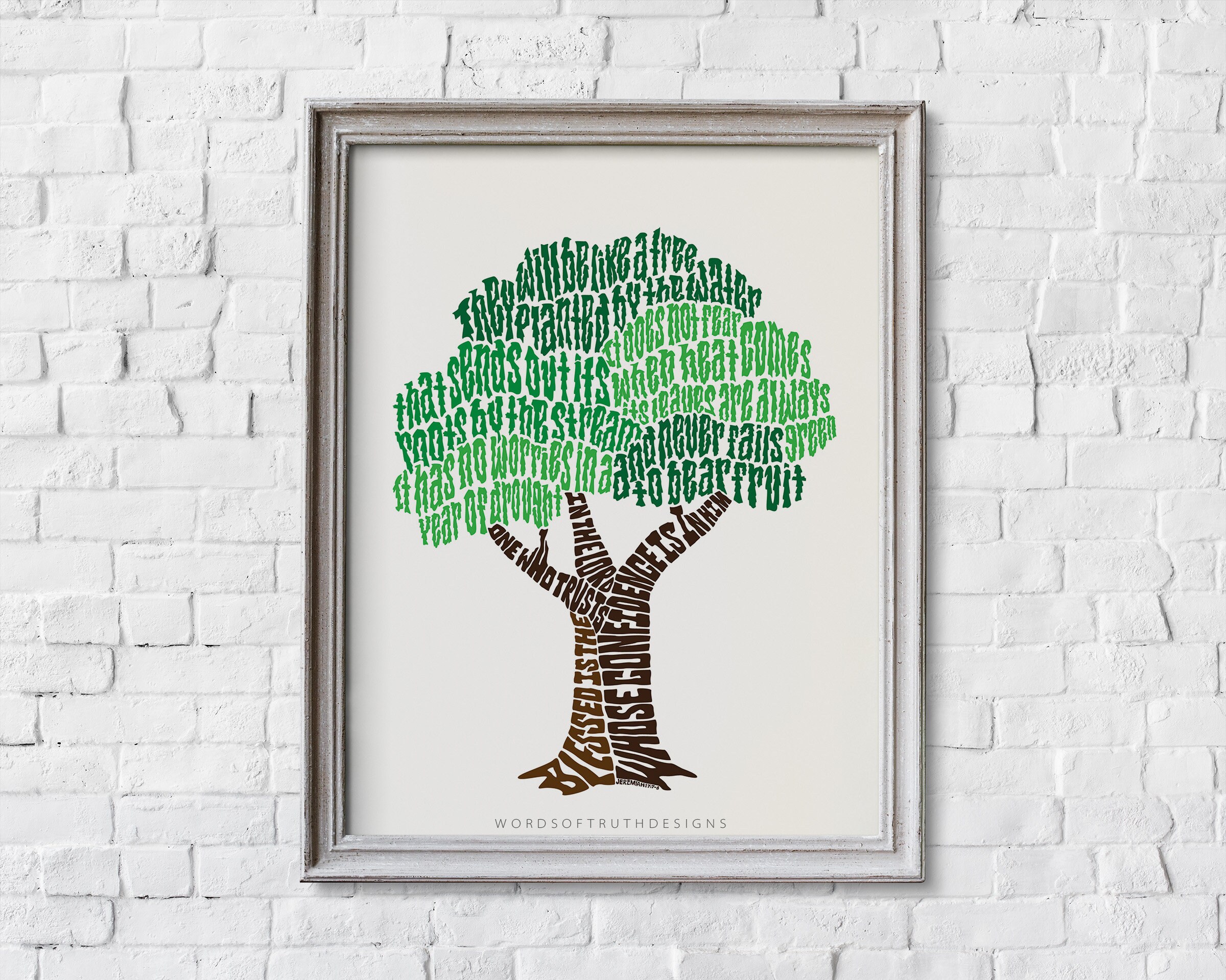 DIGITAL Tree Scripture Wall Art Print, Jeremiah 17:7-8 Blessed is the ...
