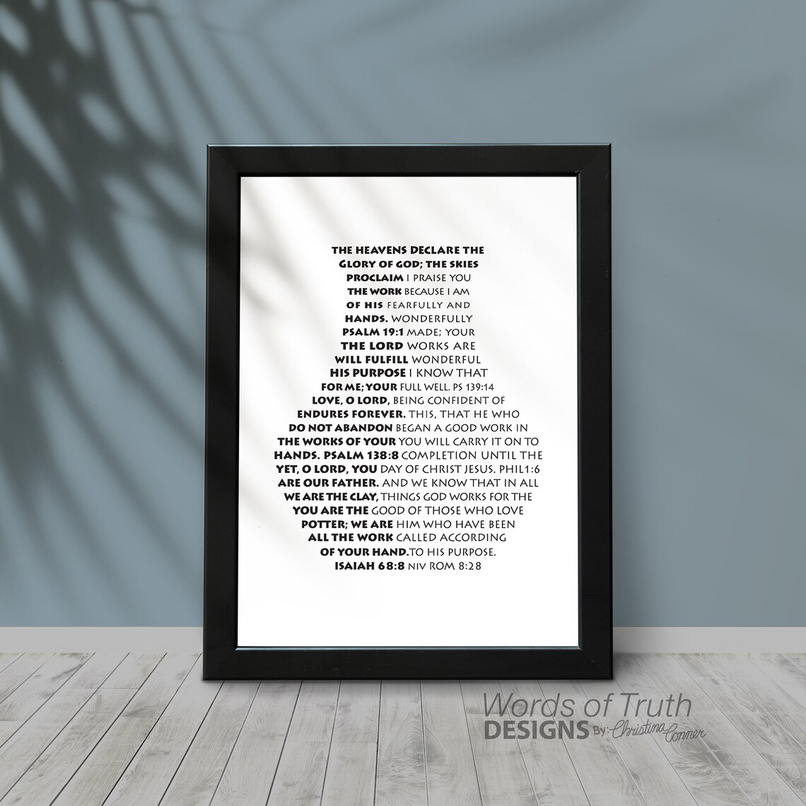 DIGITAL Pottery Bible Verse Wall Art Printable With Psalm 139 | Etsy