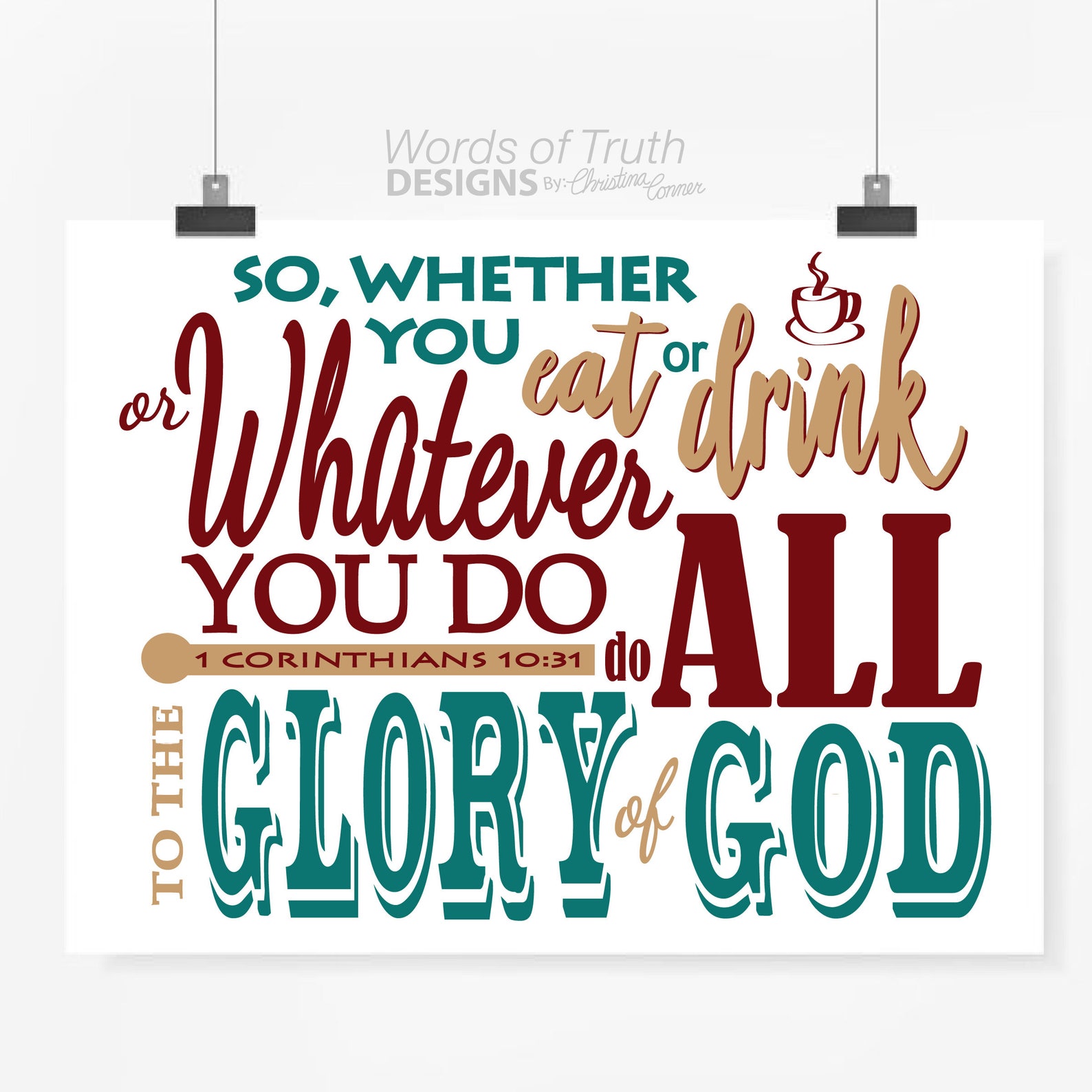 PRINTABLE 1 Corinthians 10:31 Scripture Bible Verse Word Art | Etsy PRINTABLE 1 Corinthians 10:31 Scripture Bible Verse Word Art | Etsy