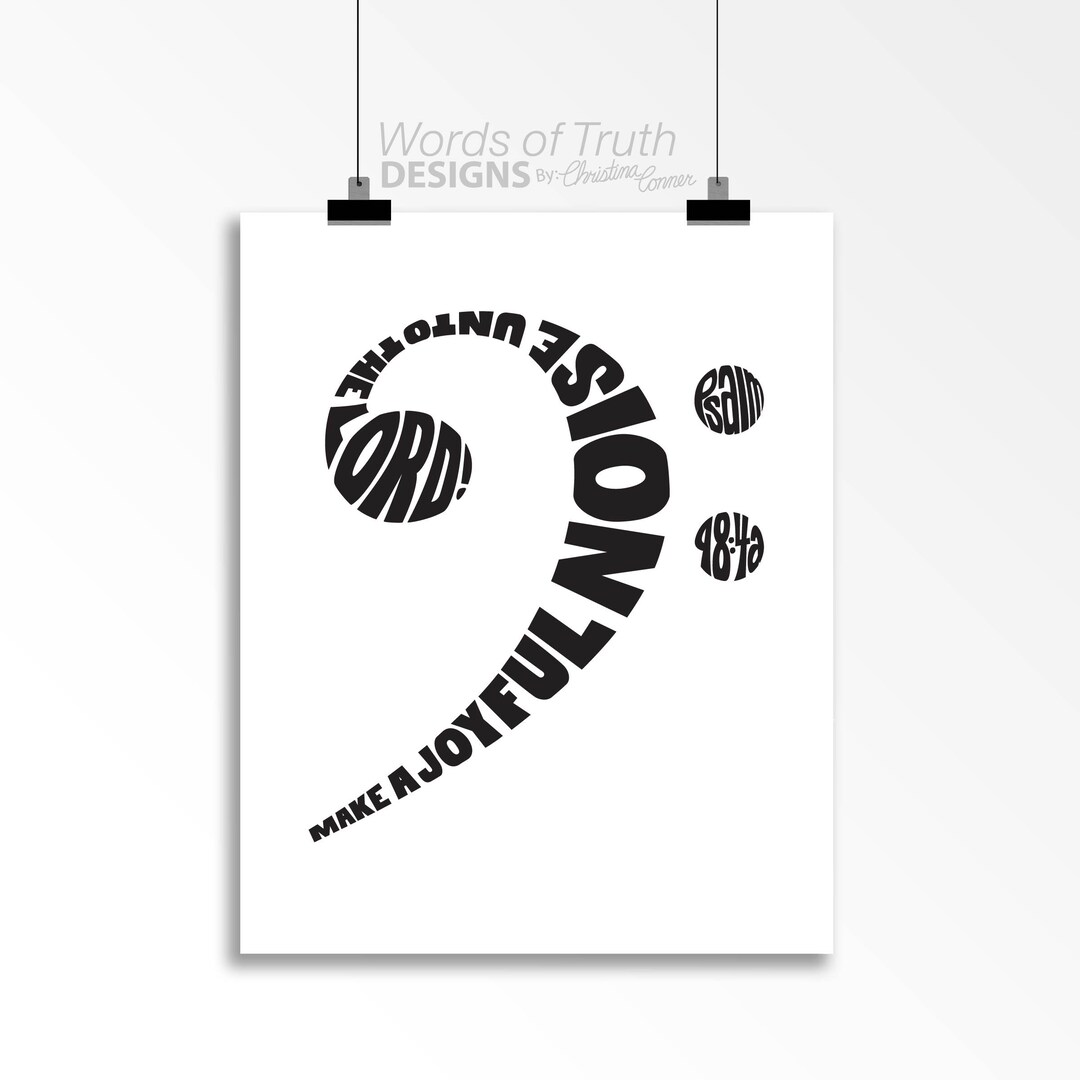 DIGITAL Bass Clef Music Scripture Bible Verse Word Art Print for ...