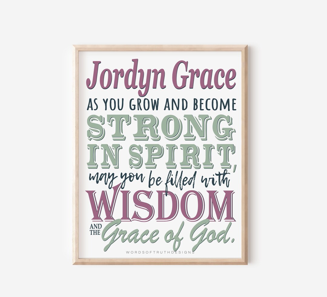 Personalized Name Blessing, Christian Art Print for Girl or Boy Baptism ...