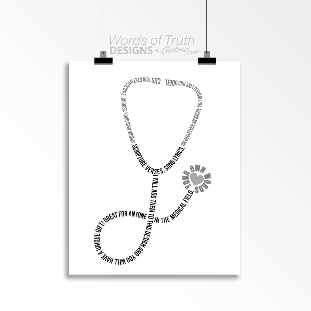 Custom DIGITAL Word Art Stethoscope, Personalized Nurse Preceptor Gift ...