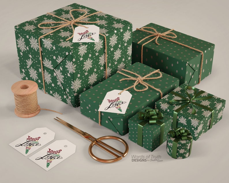 PRINTABLE Christmas Gift Tags With Star Scripture Word Art Featuring ...