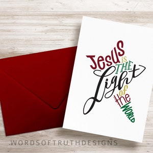 Printable Christmas Card With Star Scripture Word Art, John 8:12 Jesus ...