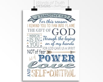 Scripture Art Print 2nd Timothy 1:7 God Hath Not Given a - Etsy