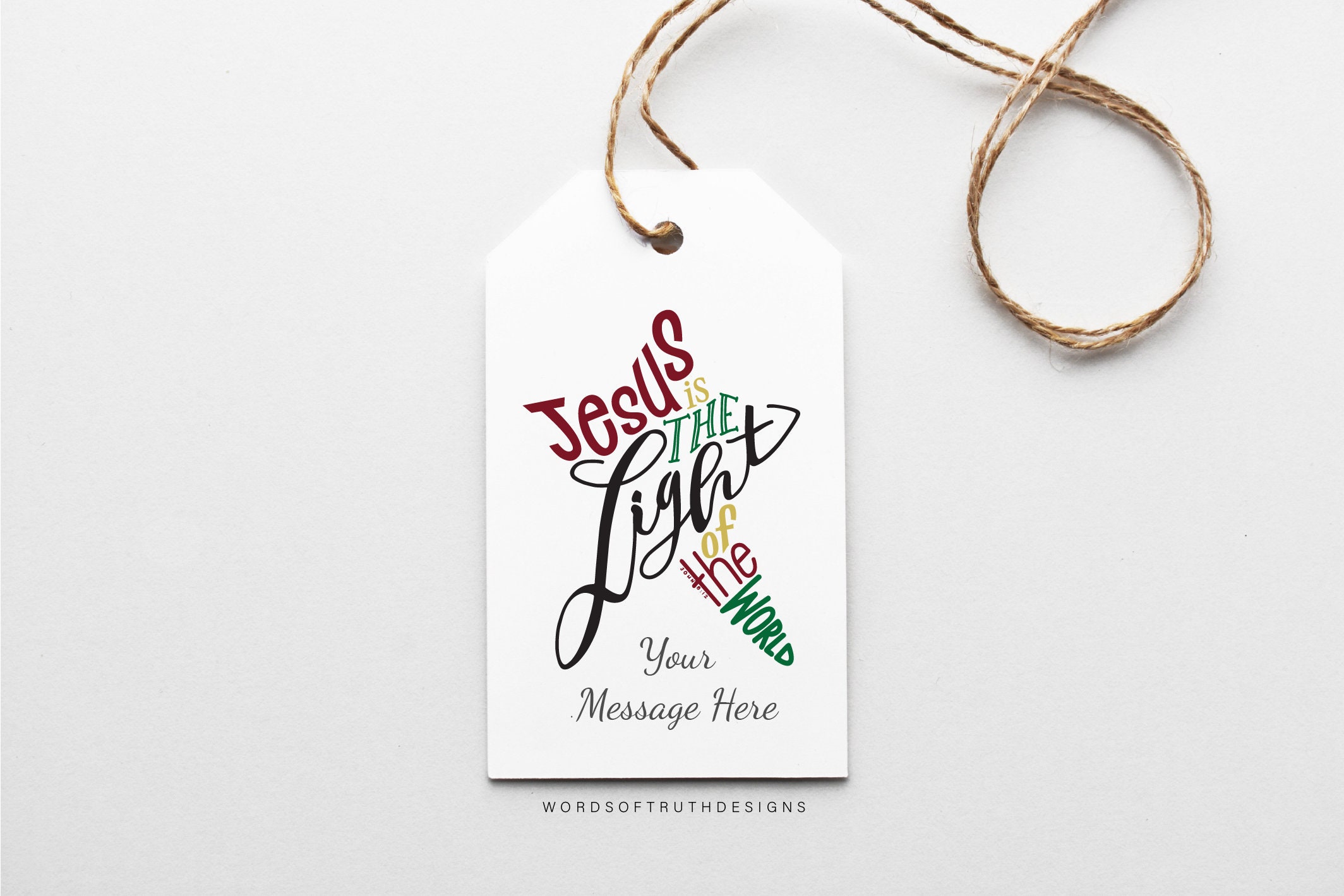 Personalized Christmas Gift Tags Printable With Star Scripture Word Art ...