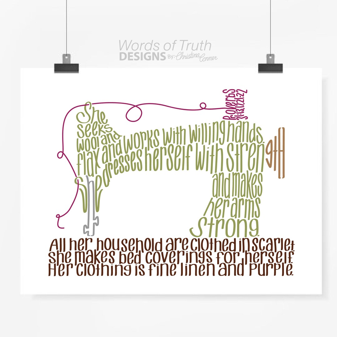 DIGITAL Craft Room Art Print Sewing Machine Bible Verse Word - Etsy