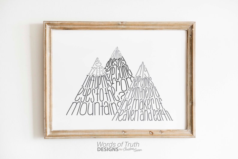 DIGITAL Mountain Bible Verse Wall Art Print Psalm 121 - Etsy