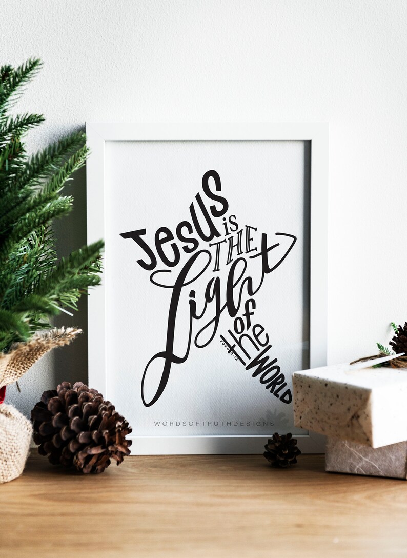 Christmas Star Bible Verse Word Art Print, Christmas Gift Print ...