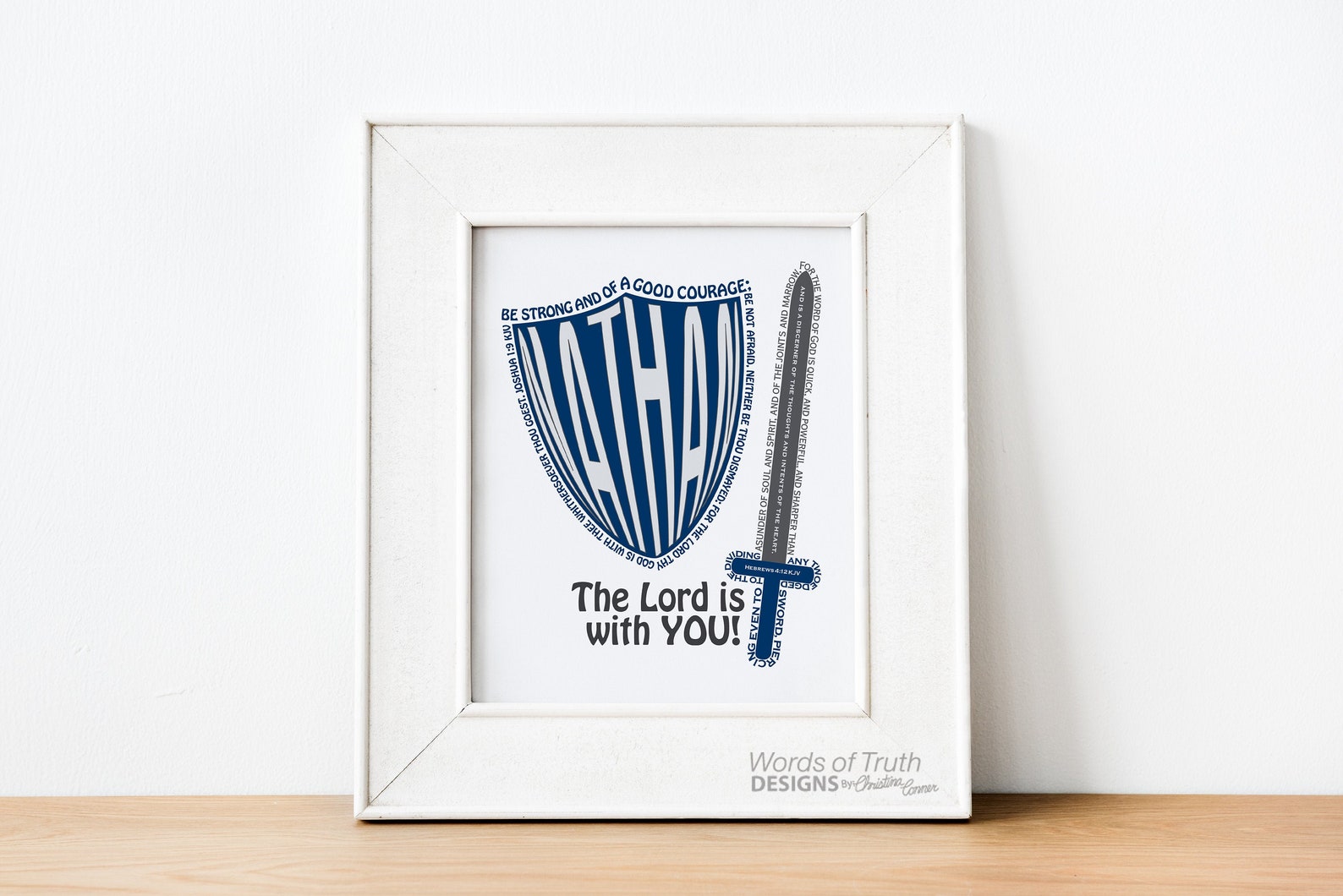 Sword and Shield Bible Verse Word Art Print With Joshua 1:9 | Etsy UK