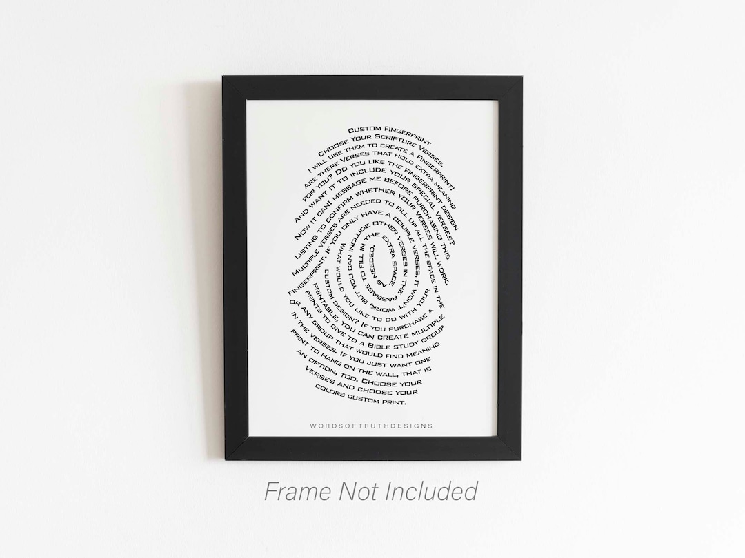 Custom Fingerprint Word Art, Scripture Bible Verse Word Art, Unique ...