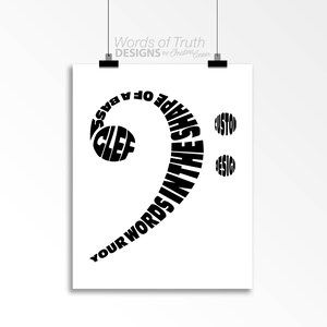 Custom Word Art Bass Clef, Music Studio Wall Art, Music Word Art Print ...
