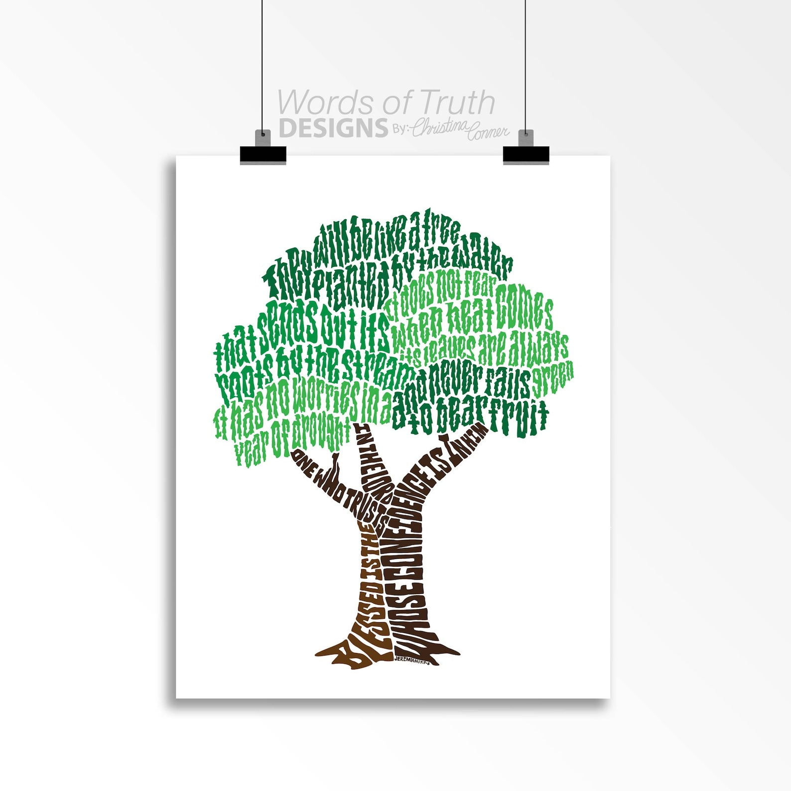 DIGITAL Tree Scripture Wall Art Print, Jeremiah 17:7-8 Blessed is the ...