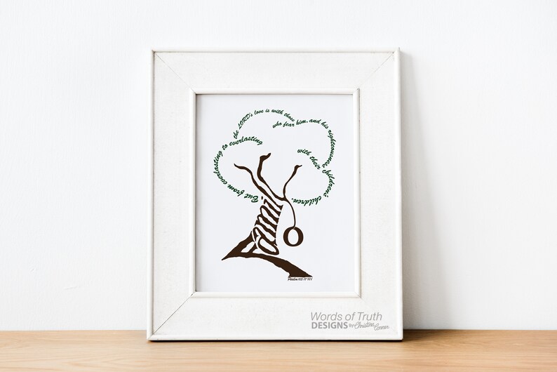 Family Tree Scripture Bible Verse Wall Art Print With Psalm | Etsy