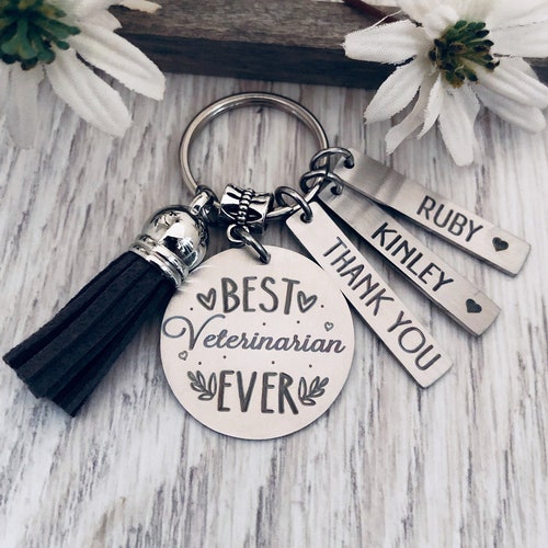 Veterinarian Gift Keychain Key Chain BEST VETERINARIAN EVER - Etsy