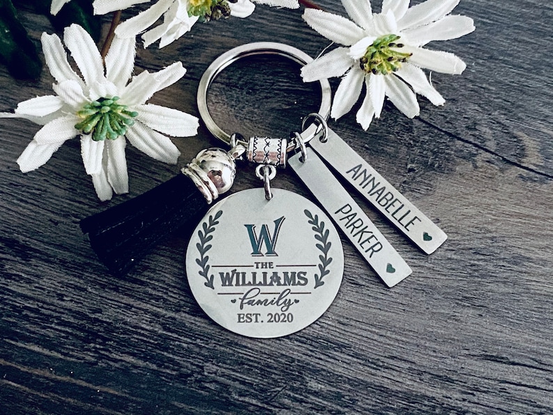 Family Keychain Key Chain FAMILY LAST NAME Split Monogram - Etsy