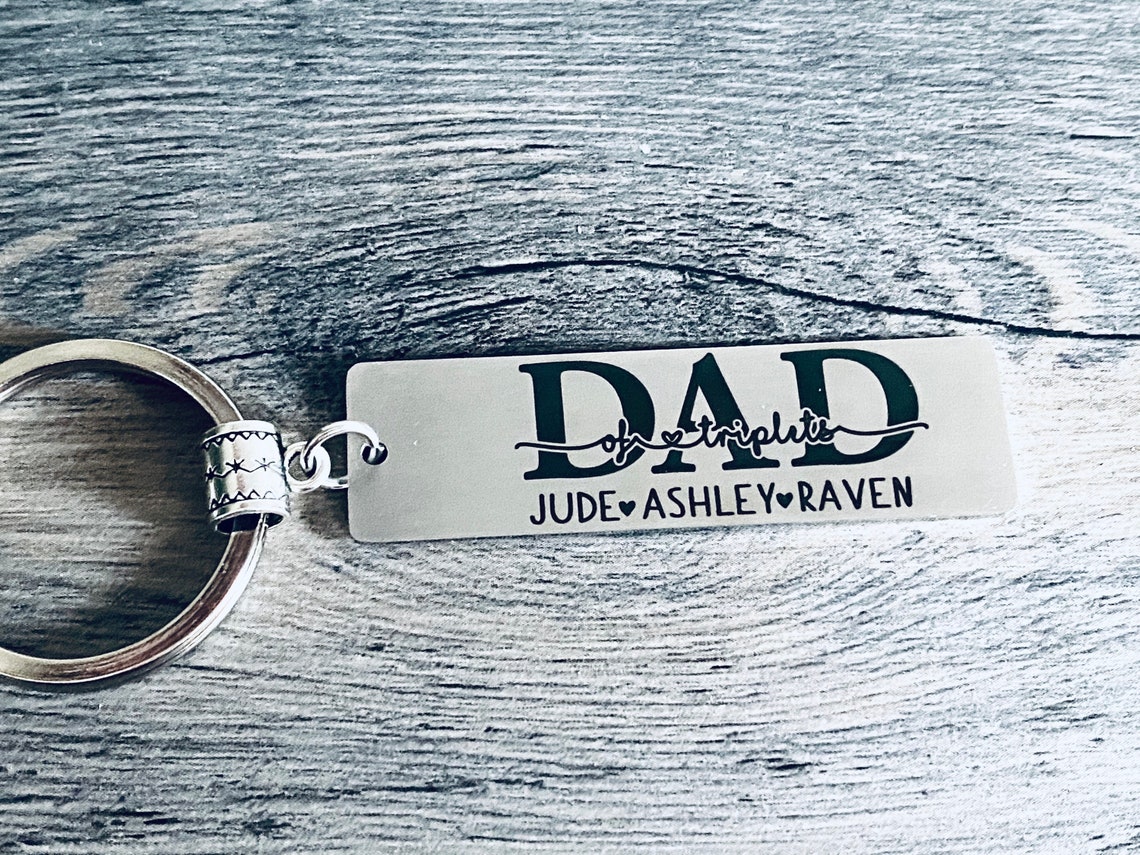 DAD of TRIPLETS Keychain Triplets Dad Daddy New Daddy | Etsy