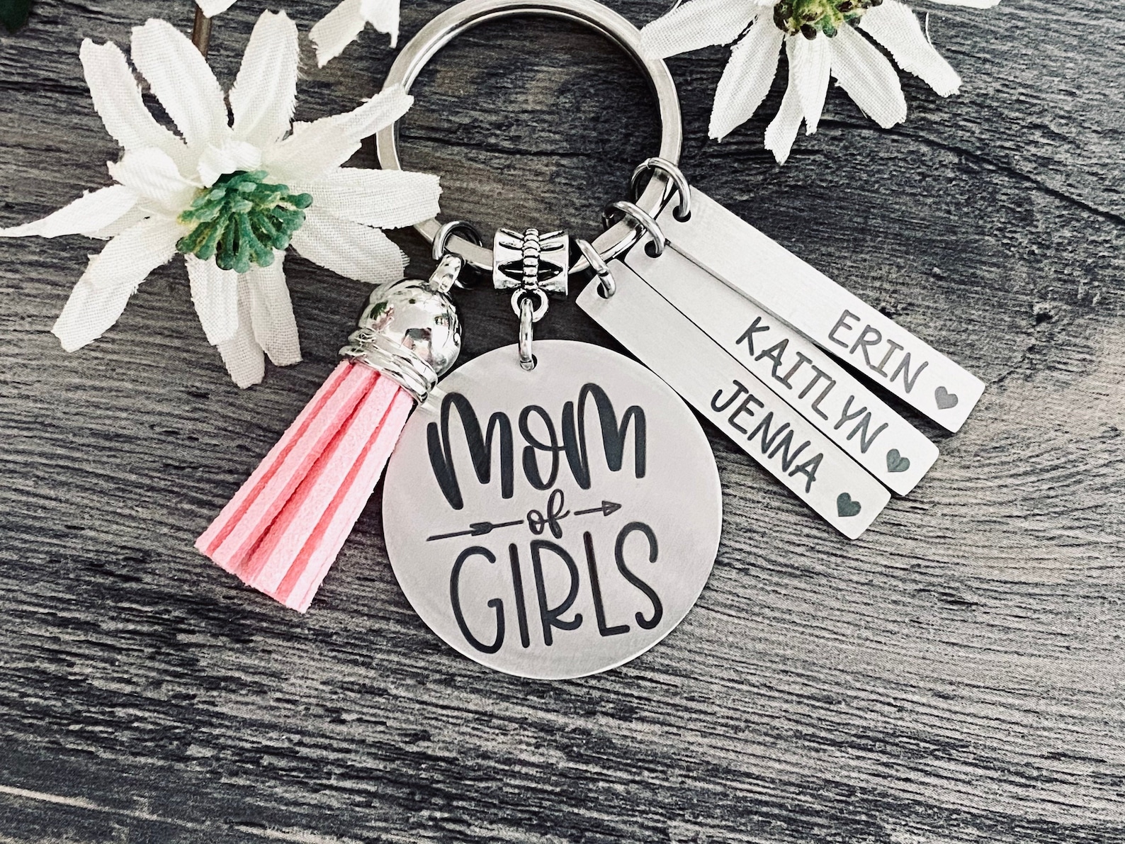 MOM OF GIRLS Keychain Girl Mom Keychain Key Chain Girl Mom - Etsy