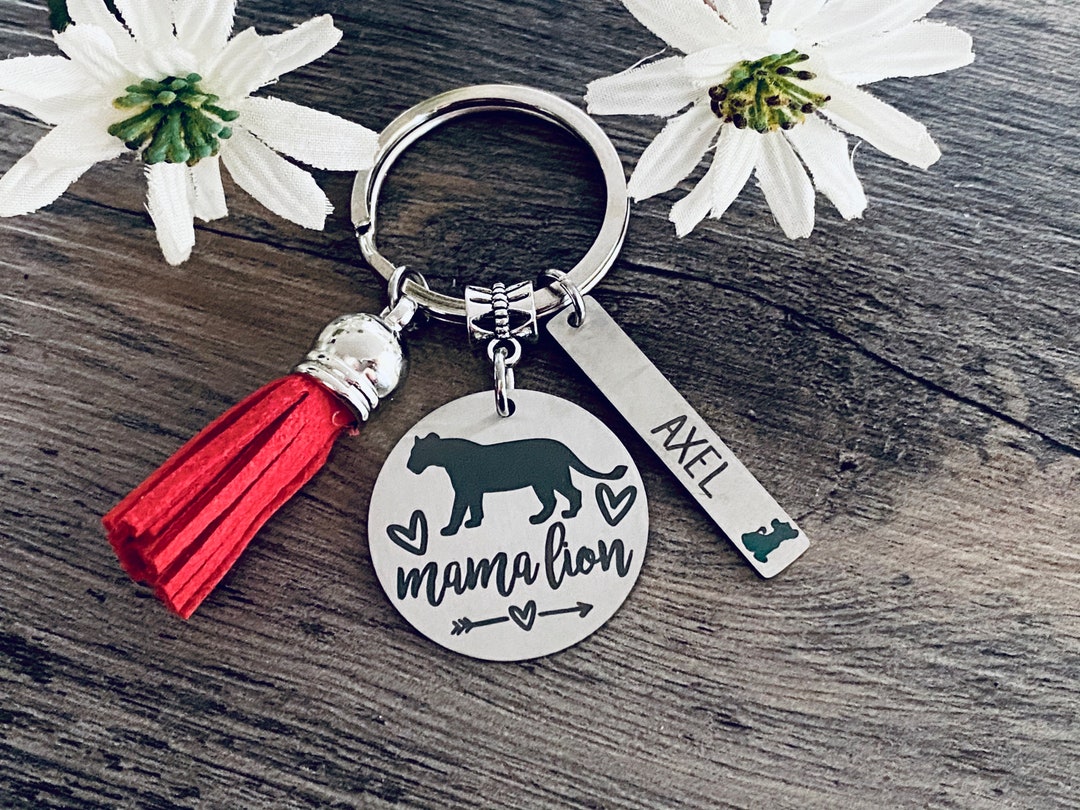 MAMA LION Keychain • BABY Lion Cub • Mom Gift Keychain • Momma Gift ...
