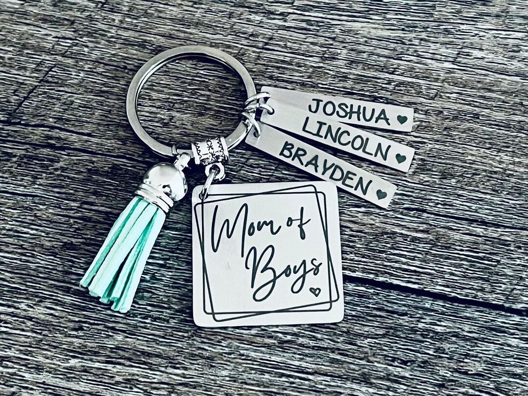 MOM of BOYS SQUARE Keychain • Boys • Mom of Boys Keychain • Key Chain ...