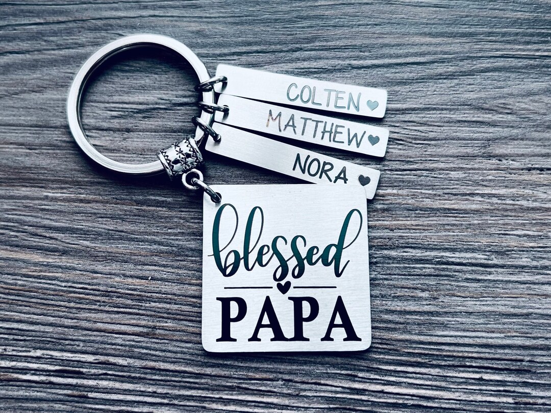 BLESSED PAPA KEYCHAIN • Papa Gift • We Love Papa Gift • Best Papa Ever ...