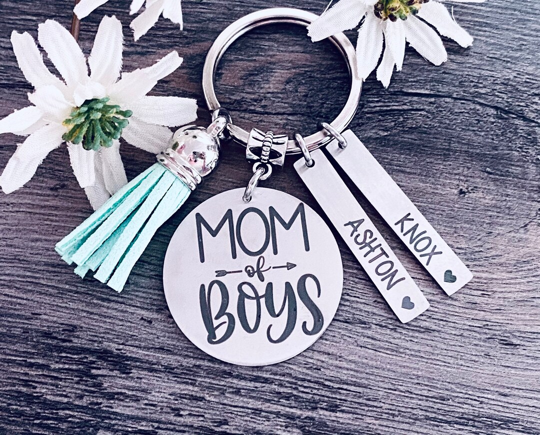 MOM OF BOYS Keychain • Mama • Mom Keychain Key Chain • My Boys • Mom ...