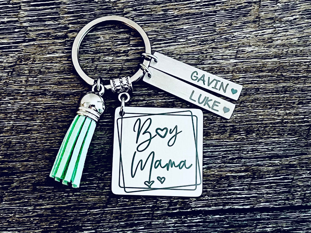 BOY MAMA SQUARE Keychain Boy Mom of Boys Keychain Key - Etsy