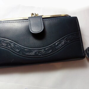 Vintage 70s Long Wallet /checkbook Credit Card Holder NOS Navy Blue ...