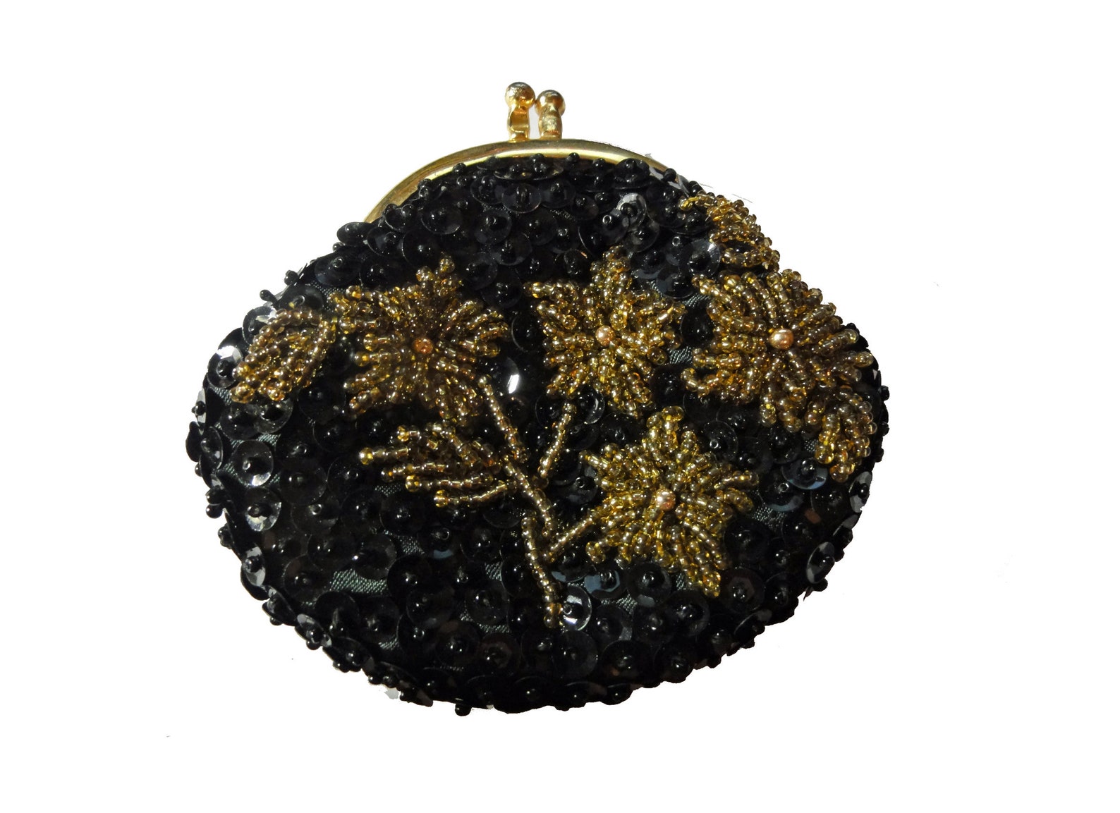 Black Beaded Sequin Mini Purse Vintage 60s Coin Purse With | Etsy