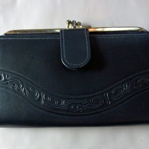 Vintage 70s Long Wallet /checkbook Credit Card Holder NOS Navy Blue ...