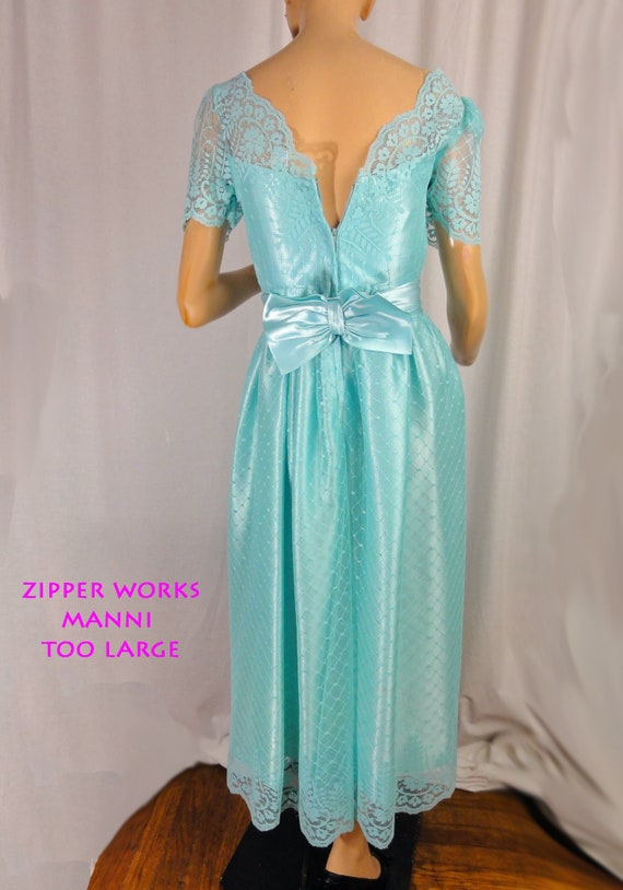 Vintage 1970s Prom Dress Baby Blue Lace Formal Brides… - Gem