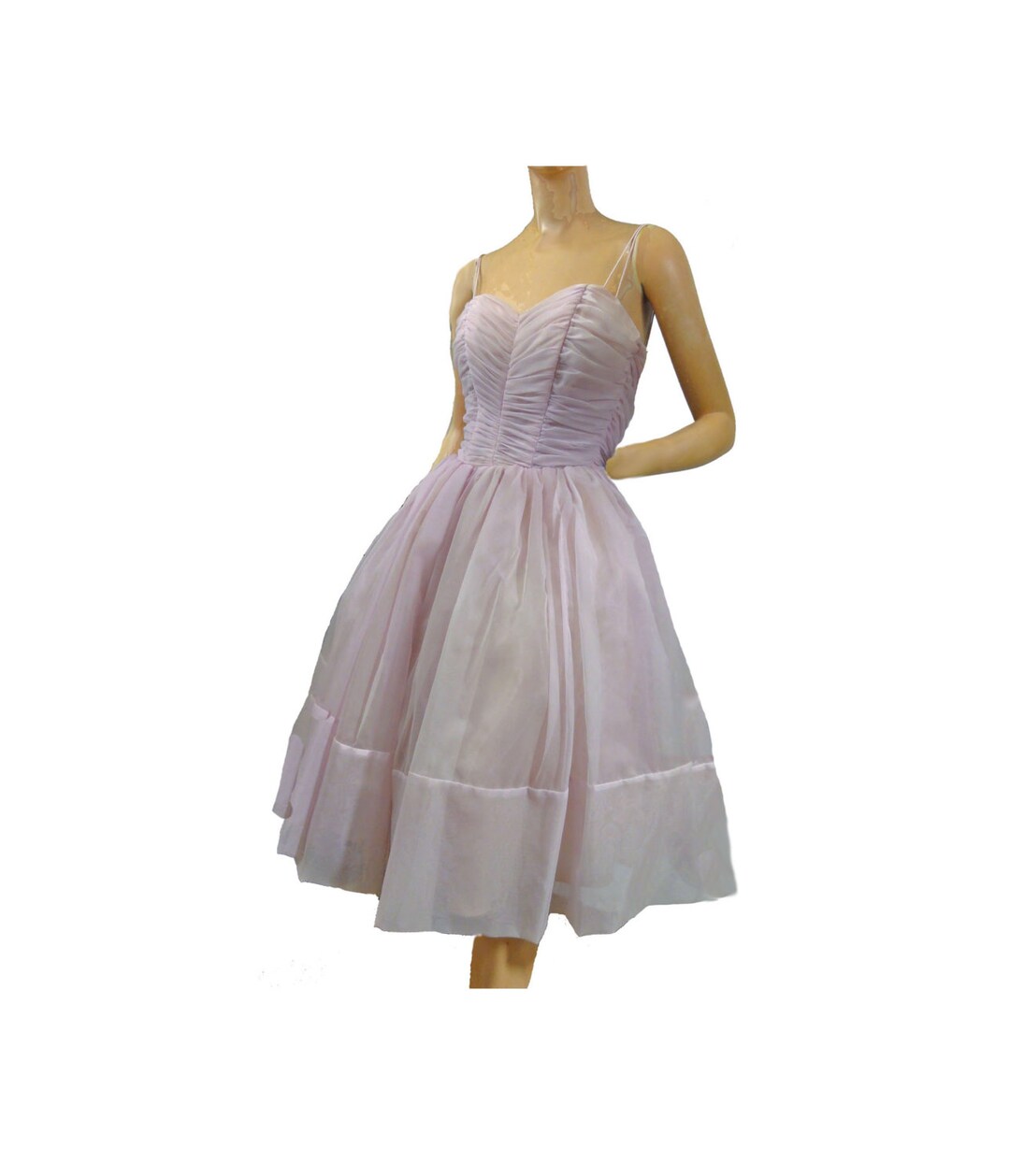 Vintage 1950s Prom Dress Ball Gown Orchid Pink Nylon Sweetheart ...