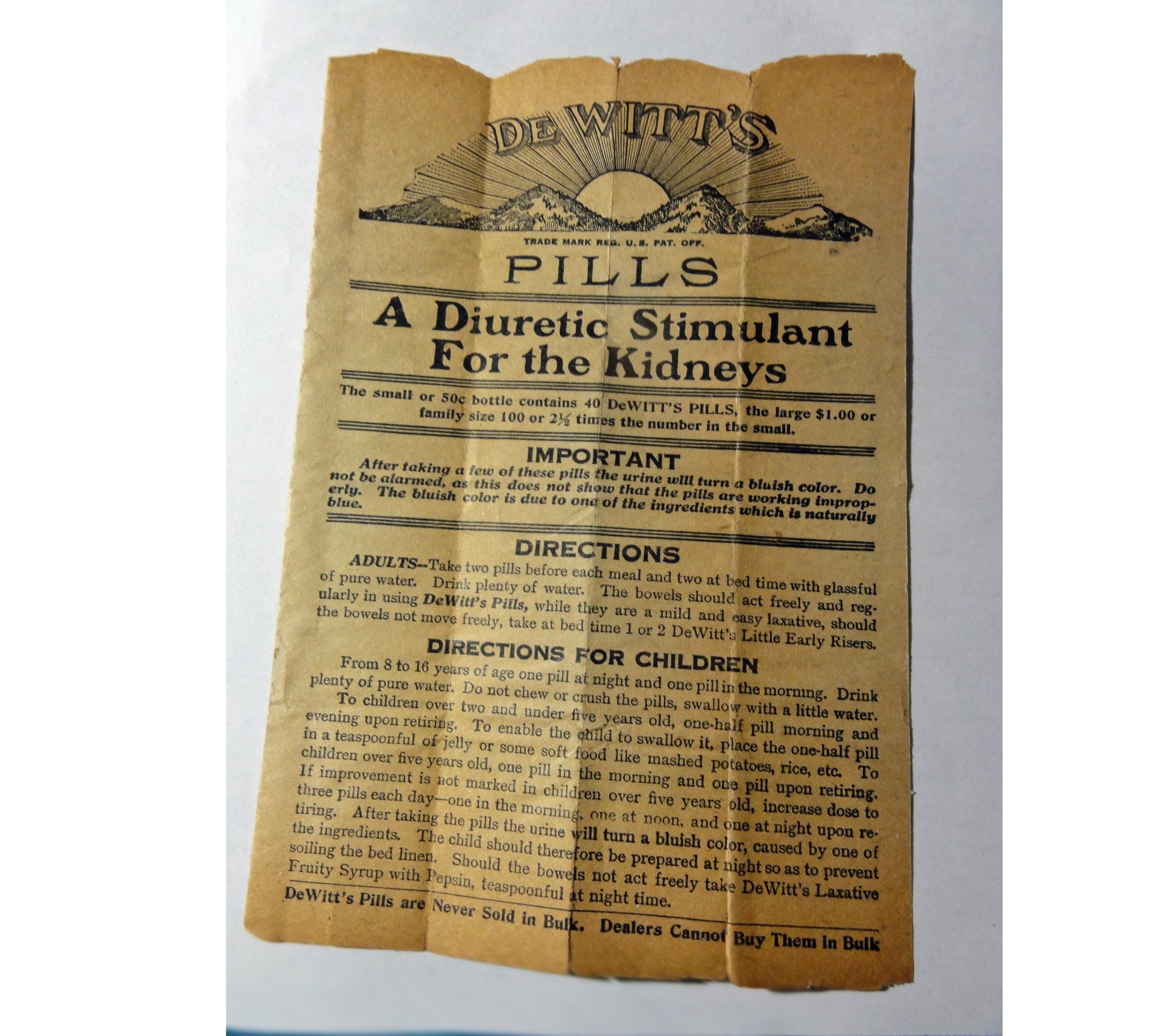 Antique Brochure Pamphlet Dewitt's Pills A Diuretic Stimulant for the ...