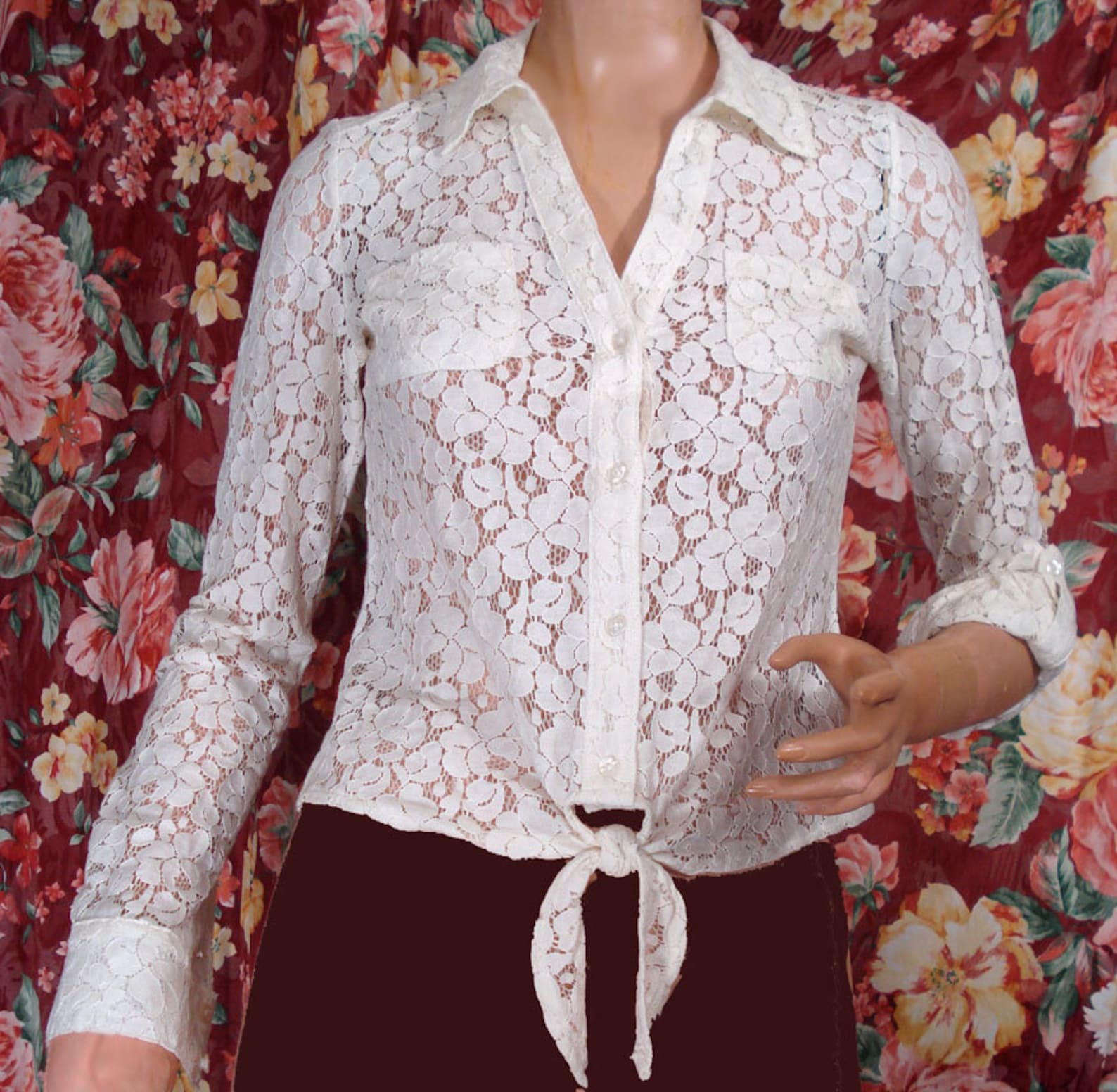 Bare Midriff Boho White Lace Blouse Hippie Crop Top Vintage - Etsy ...