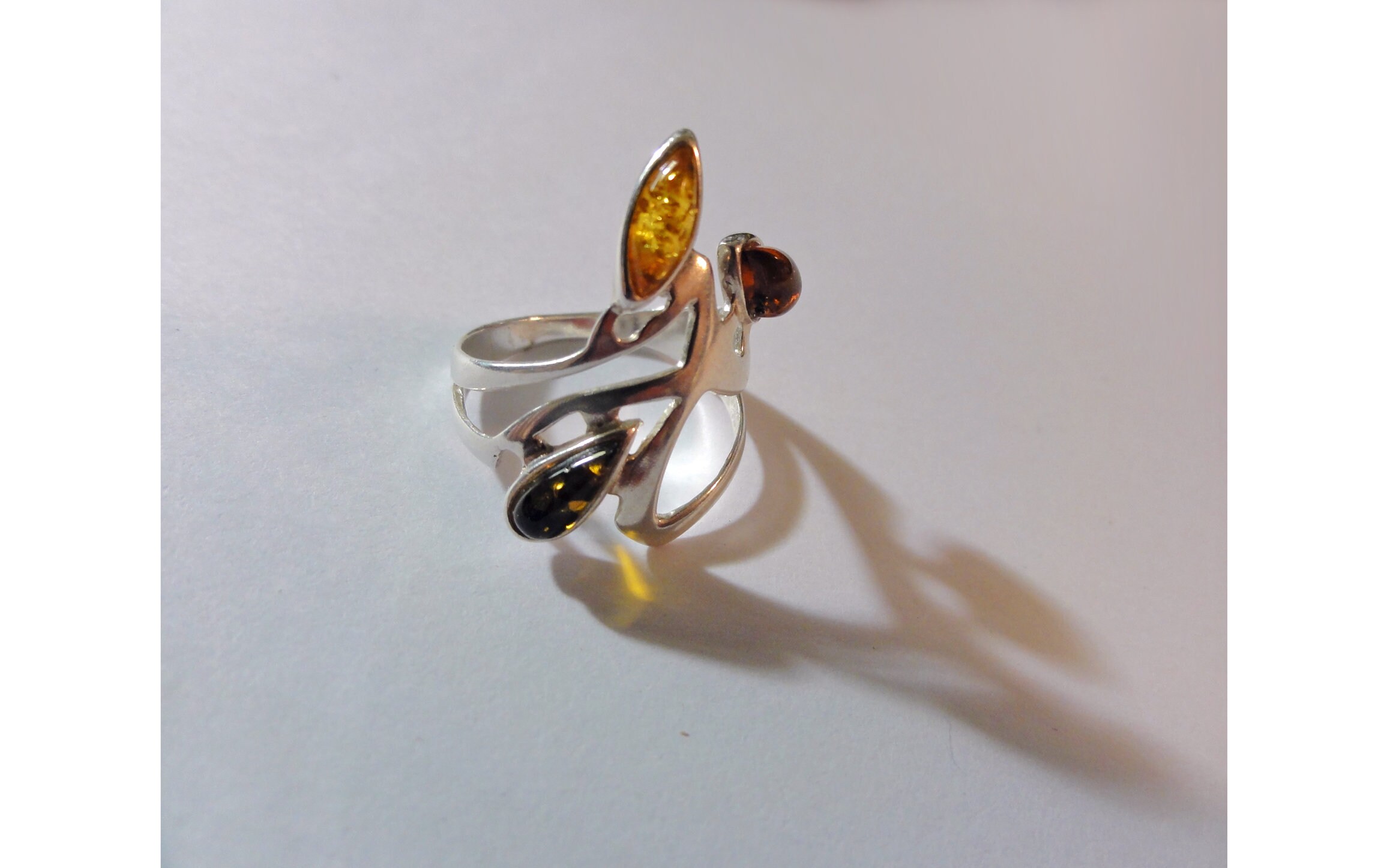 Vintage Avant Garde Statement Ring Multi Color Three Stone Silver - Etsy