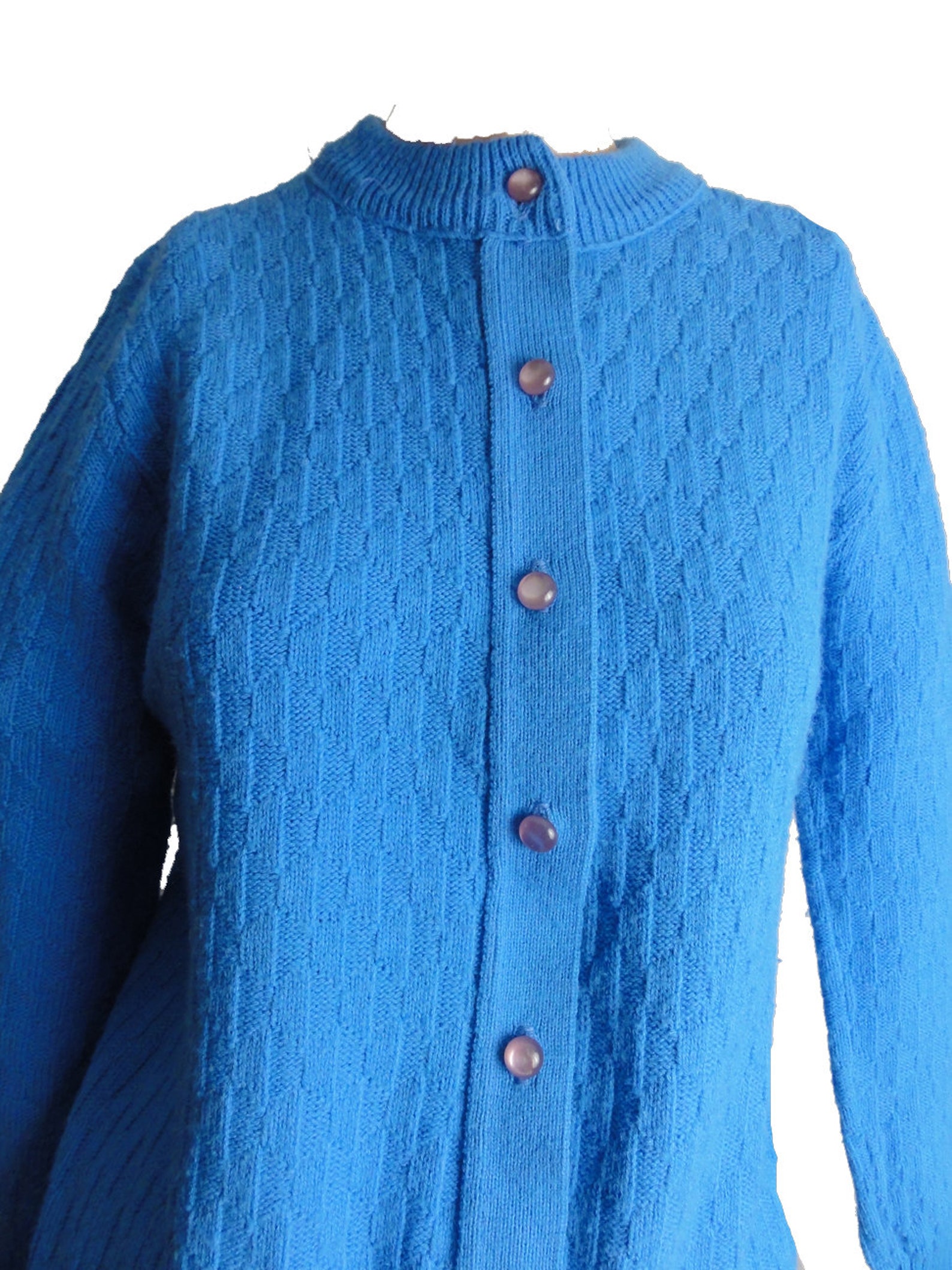 Vintage 60s Cardigan Sweater Periwinkle Blue Sweater Acrylic | Etsy