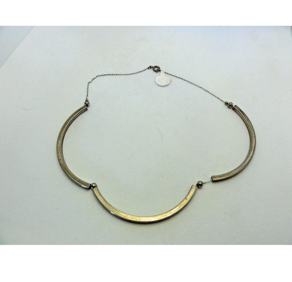 Vintage Mod 1960s Necklace Curved Bars Dainty Chain C… - Gem
