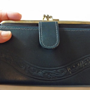 Vintage 70s Long Wallet /checkbook Credit Card Holder NOS Navy Blue ...