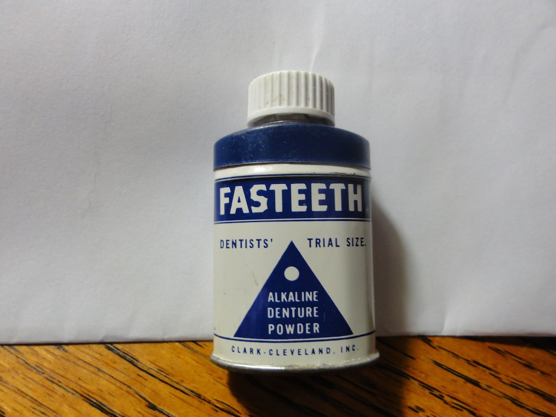 Vintage 1930s-1940s Advertising Tin Fasteeth Denture Powder Dentists ...