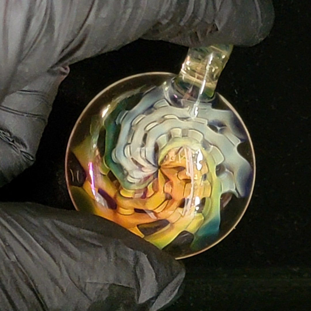 Silver & Gold Fumed Glass Pendant - Etsy
