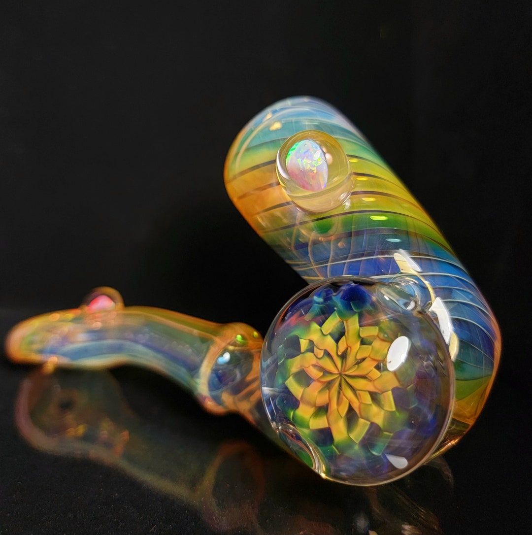 Silver & Gold Fumed Glass Sherlock With Opal - Etsy