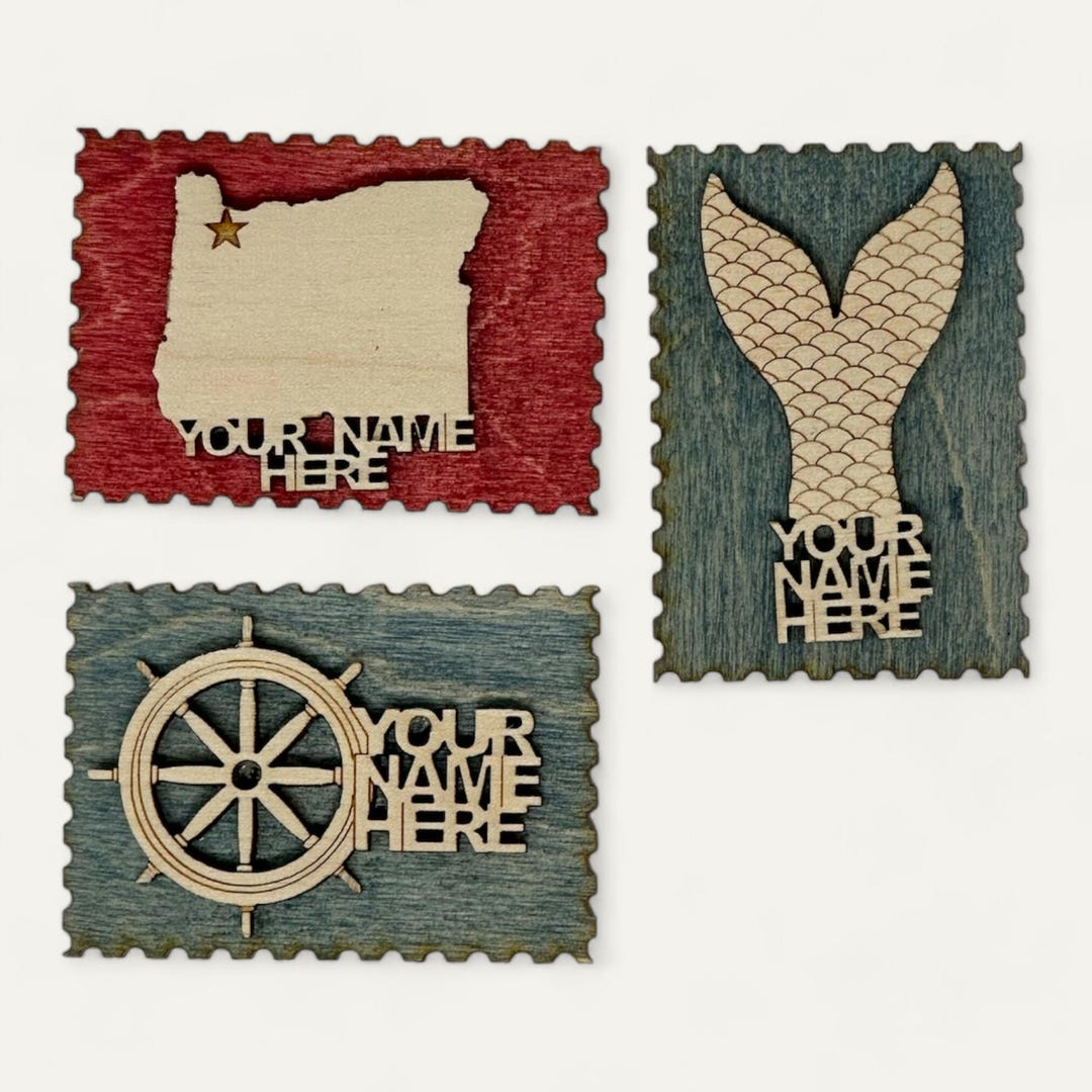 Postage Stamp Wooden Magnet Custom - Etsy