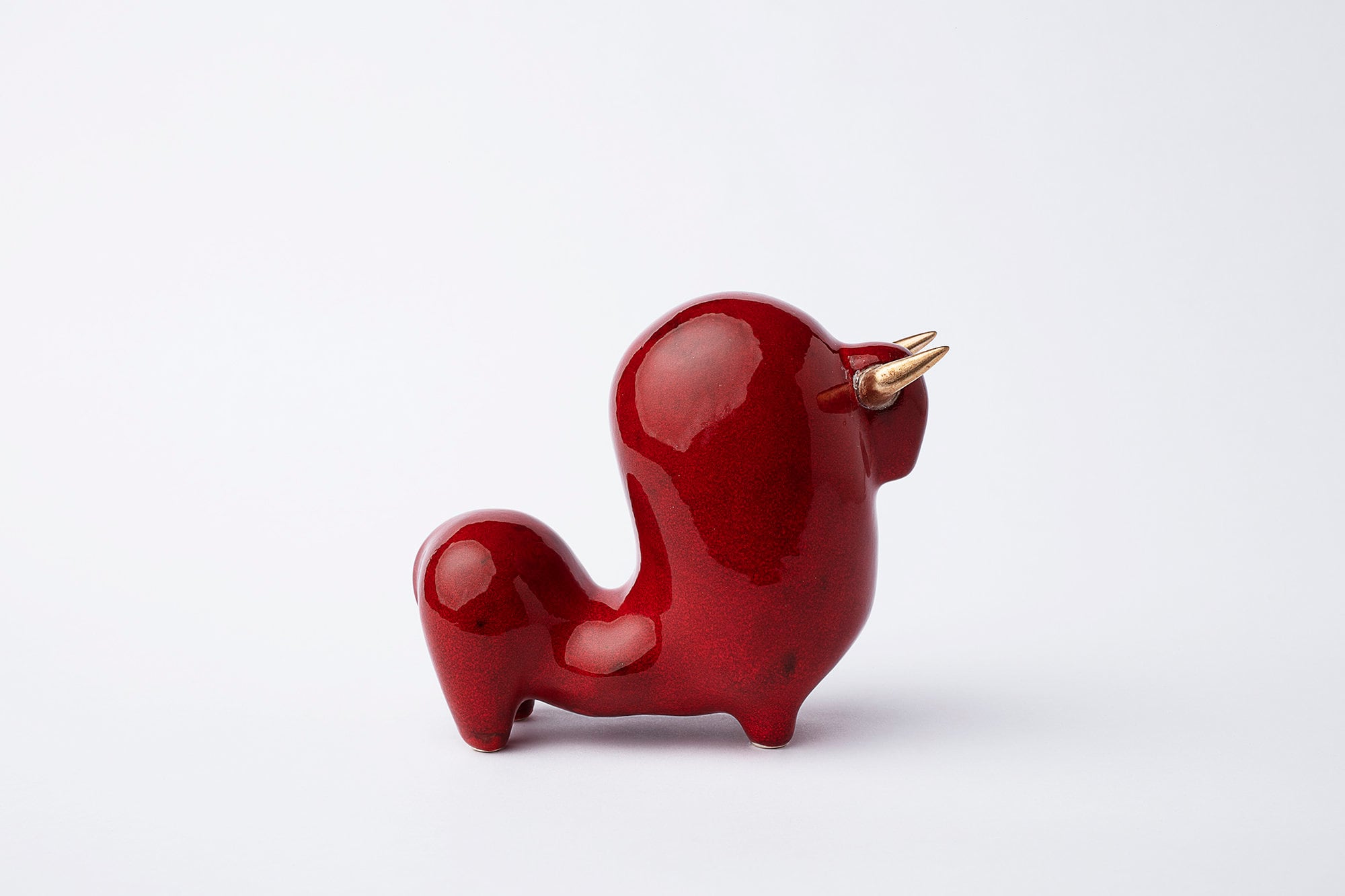 Red Ceramic Bull Sculpture With Bronze Horns - Etsy