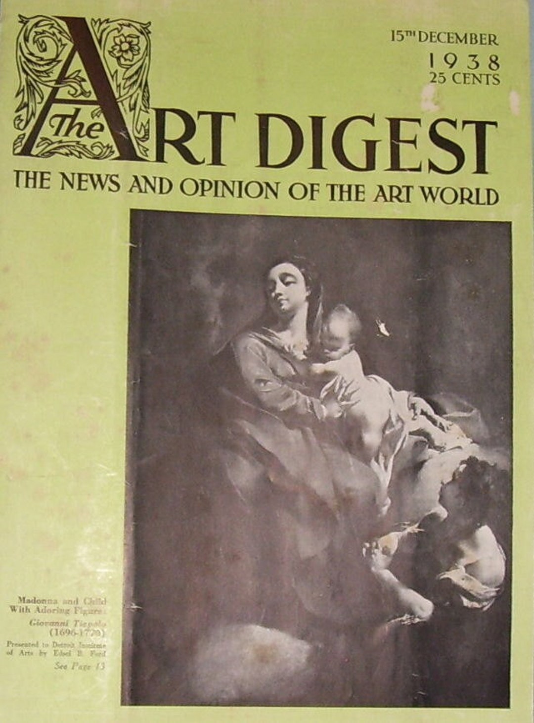 ART DIGEST Lot 0f 6 Issues, Dec 1938, Jan 1939, Mar April and Nov 1940 ...