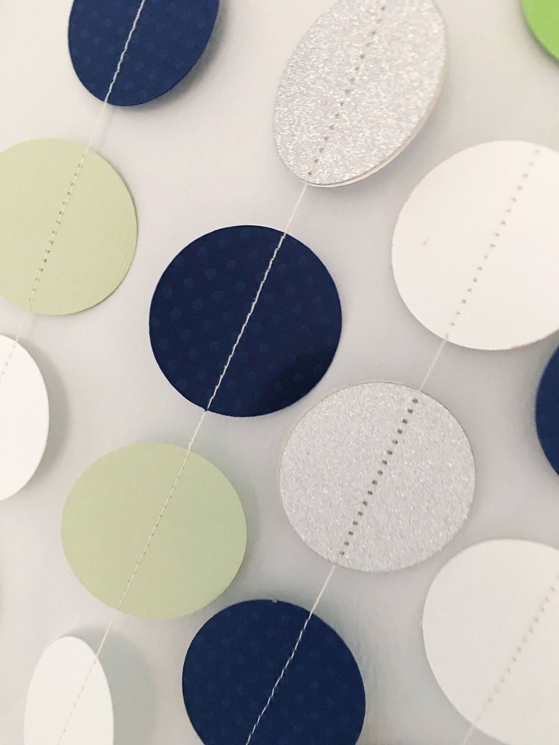 Green Blue Silver White paper garland Boys party decor Baby | Etsy