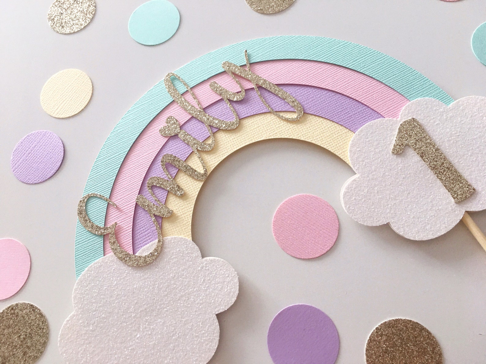 Personalised Large Pastel Rainbow Cake Topper Rainbow Party - Etsy UK